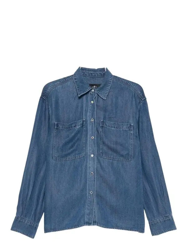 7 For All Mankind Denim Cotton Shirt - Blue