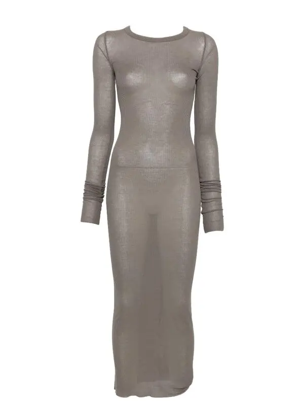 Rick Owens Ribbed Midi Dress - Grey