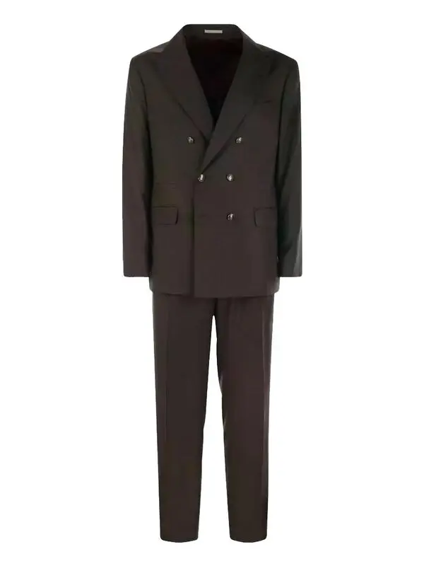 Brunello Cucinelli Double-breasted Virgin Wool Suit - Brown