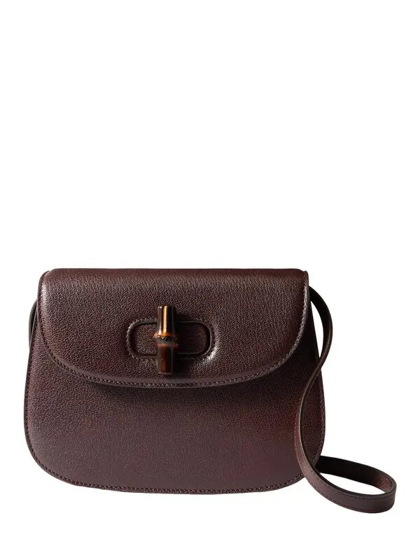 Gucci Bamboo Mini Textured-leather Shoulder Bag - Brown