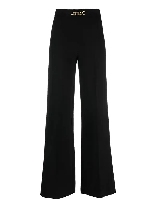 TWINSET Oval-t Chain Wide-leg Trousers - Black