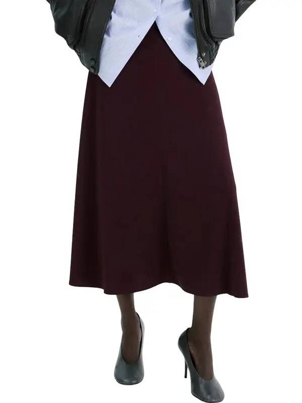 Mango Fine Knit Midi Skirt - Wine