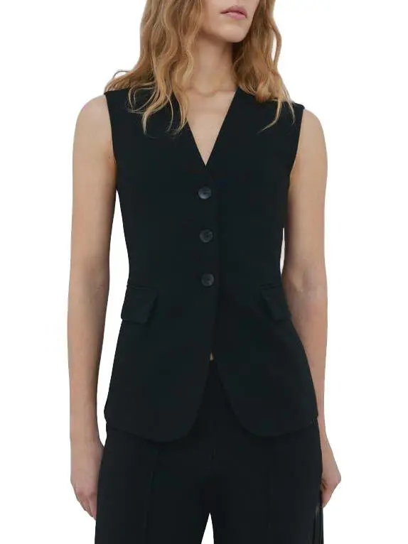 Mango Buttoned Corset Back Vest - Black