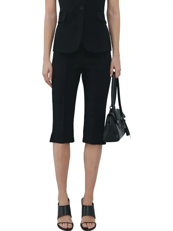 Mango Biker Crop Leggings - Black
