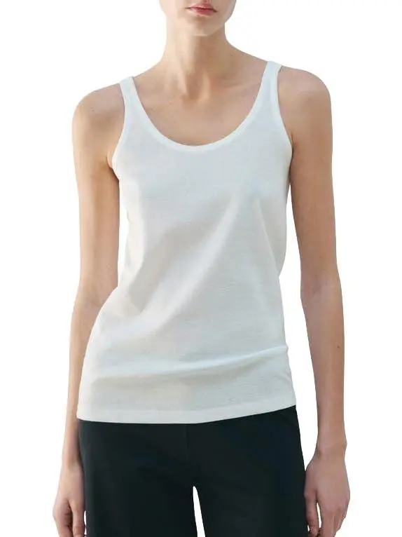 Mango Scoop Neck Cotton Tank - White