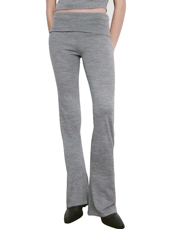 Mango Studded Knit Trousers - Medium Heather Grey
