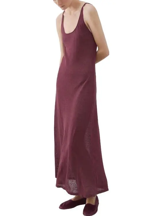 Mango Linen Blend Midi Dress - Purple
