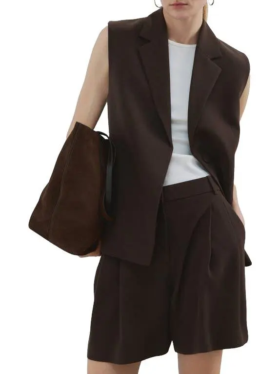 Mango Notch Lapel Vest - Brown