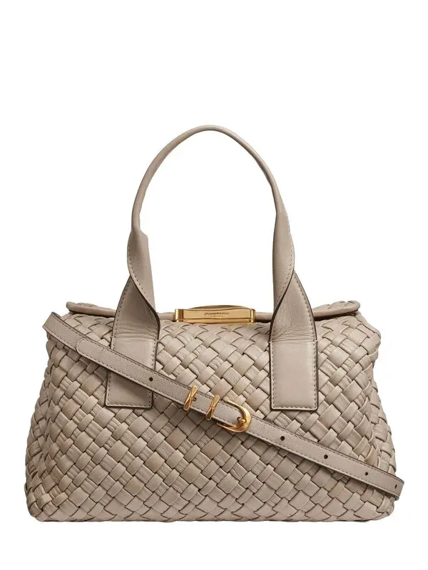 Donna Karan New York Amagansett Woven Leather Satchel - Moth