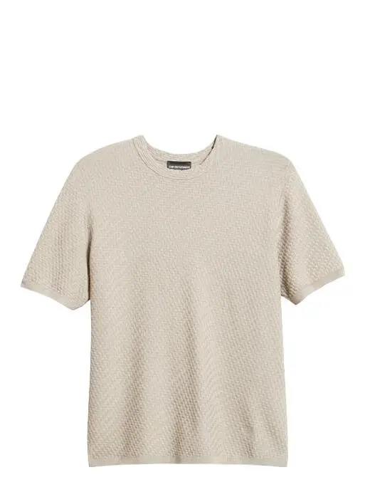 Emporio Armani Short Sleeve Basket Stitch Sweater - Solid Dark Beige