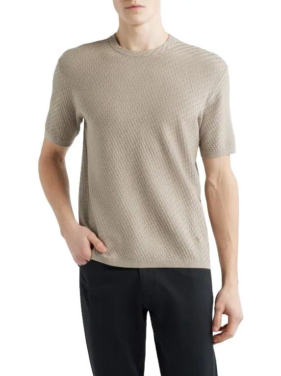 Emporio Armani Short Sleeve Basket Stitch Sweater - Solid Dark Beige