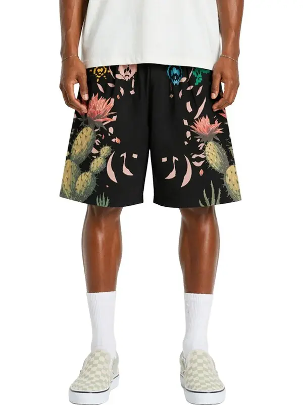 BARROW Printed Cotton Shorts - Black