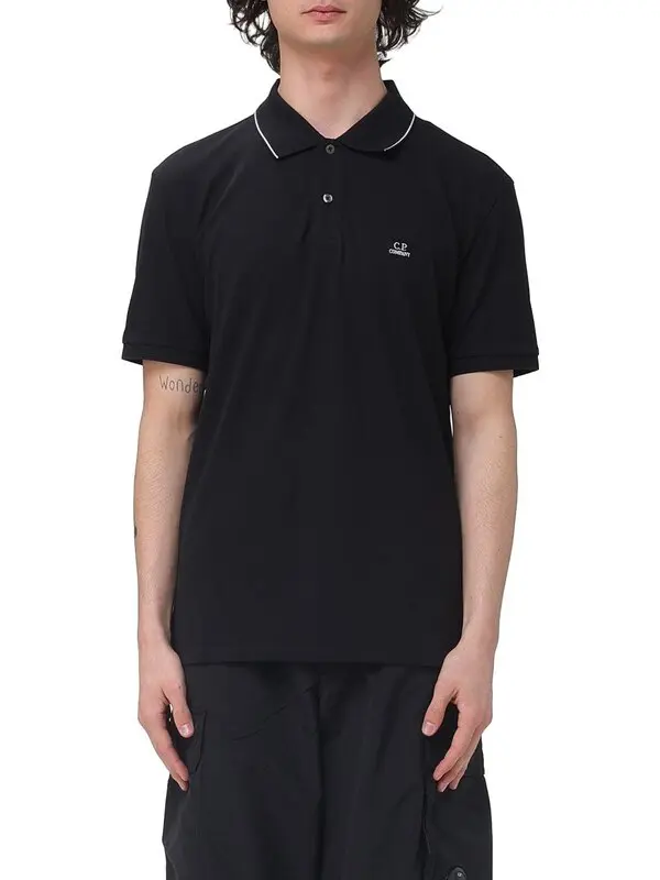 C.P. COMPANY Cotton Polo Shirt With Mini Logo - Black
