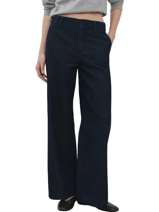 Mango Mid-rise Wide Leg Trouser Jeans - Open Blue