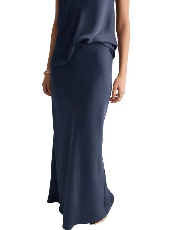 Mango Satin Maxi Skirt - Night Blue