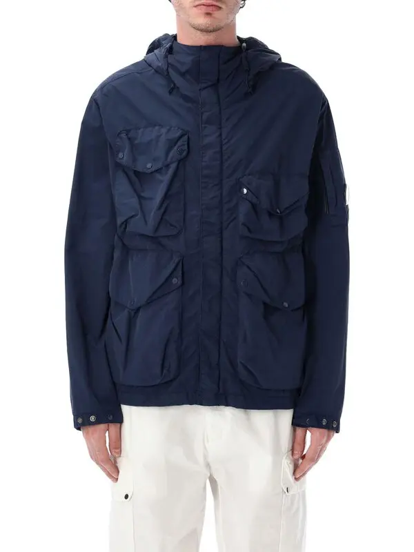 C.P. COMPANY Utility Jacket With Hood - Blue