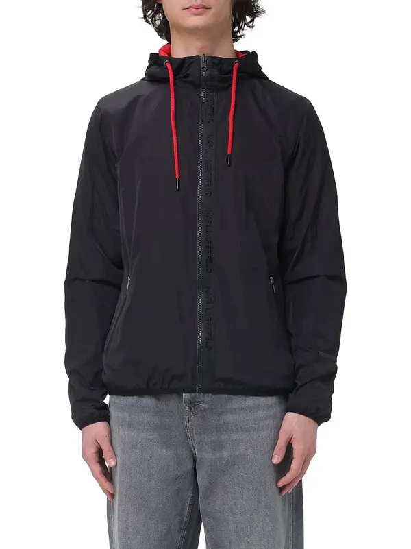 Karl Lagerfeld Hooded Windbreaker Jacket - Black