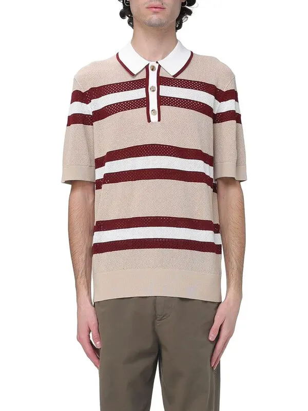 Dries Van Noten Striped Viscose Polo Shirt - Beige
