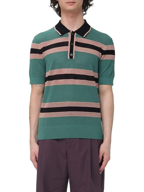 Dries Van Noten Striped Viscose Polo Shirt - Green