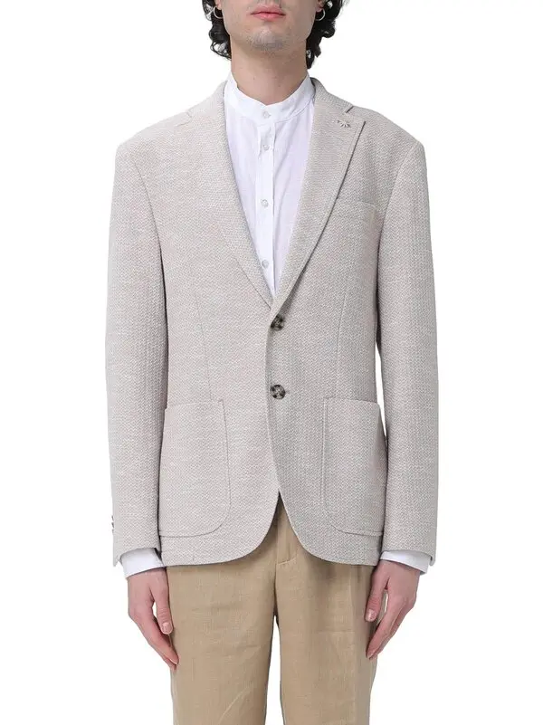 MANUEL RITZ Cotton And Linen Single Breasted Blazer - Beige