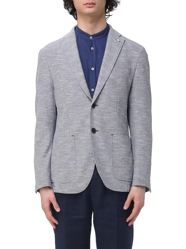 MANUEL RITZ Cotton And Linen Single Breasted Blazer - Blue