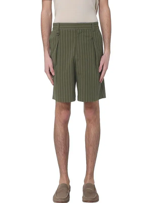 PAOLO PECORA Striped Stretch Cotton Shorts - Green