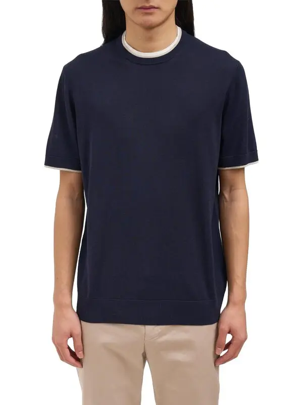 PAOLO PECORA Cotton And Silk Knit Sweater - Blue