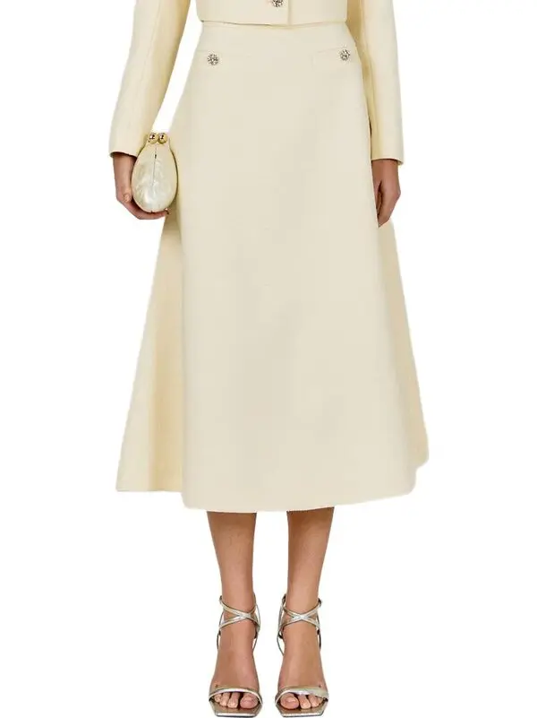 Endless Rose A-line Tweed Midi Skirt - Butter