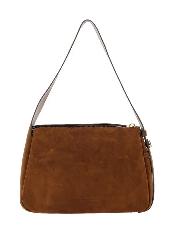 Tory Burch Romy Suede Shoulder Bag - Camel