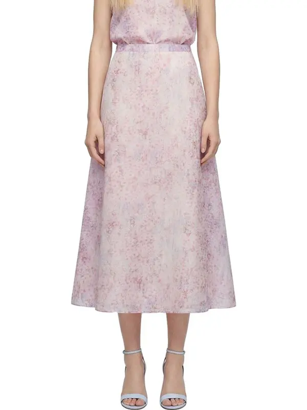 Alberta Ferretti Printed A-line Midi Skirt - Pink