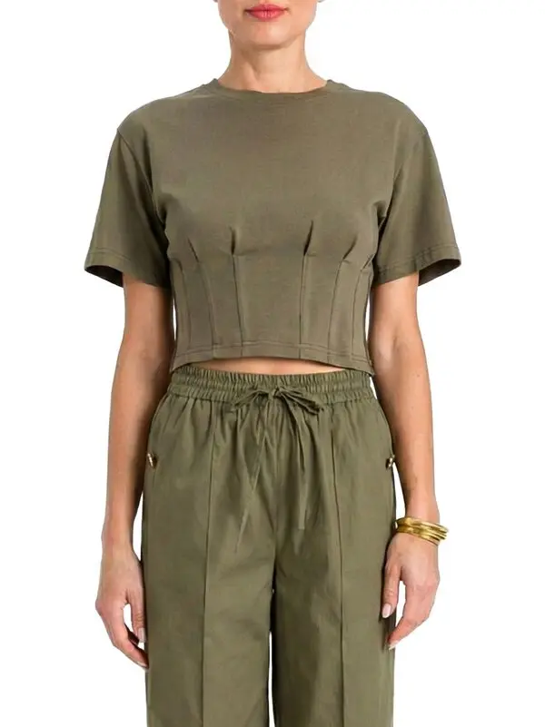 TWINSET Cotton Corset T-shirt - Green