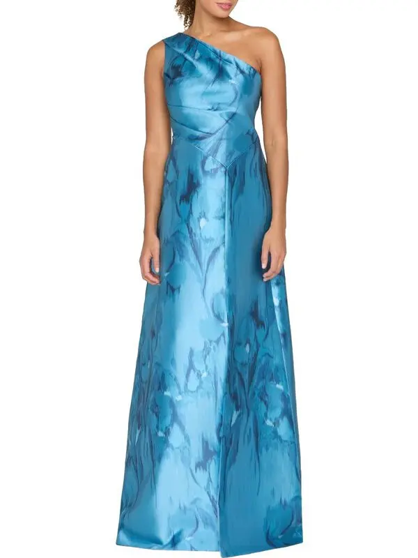 KAY UNGER Faith One-shoulder Gown - Spring Aqua