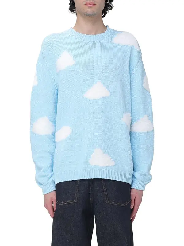 Moschino Cloud Embroidered Cotton Blend Sweater - Gnawed Blue