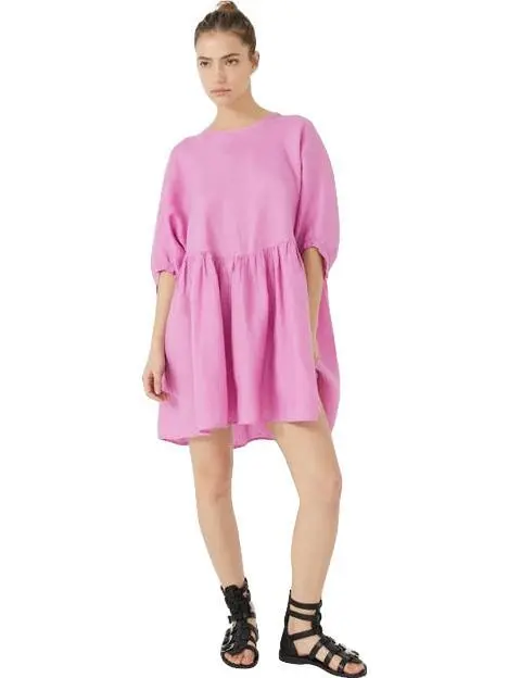 Lanhtropy Alcala Linen Mini Dress - Petunia Pink