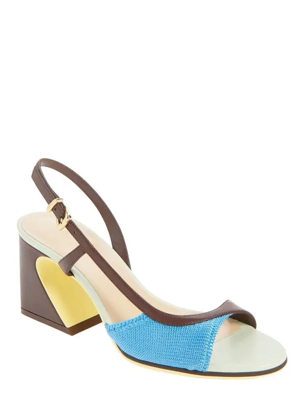 Fendi Arco Slingback Sandal - Blue Carta Zucch Mahogany