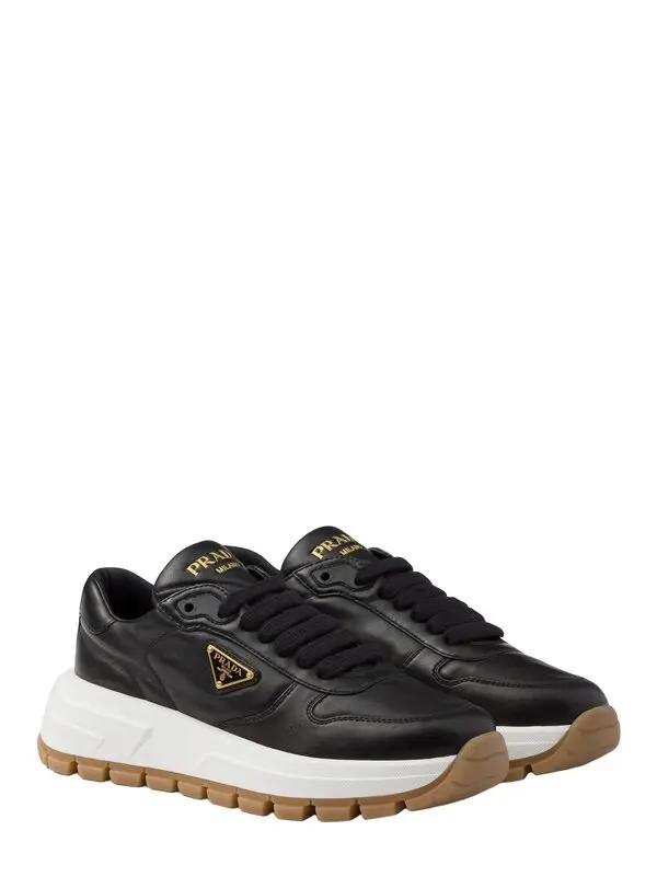 Prada Prax 01 Leather Sneakers - Black