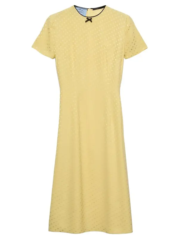 Prada Polka-dot Satin Sheath Dress - Yellow