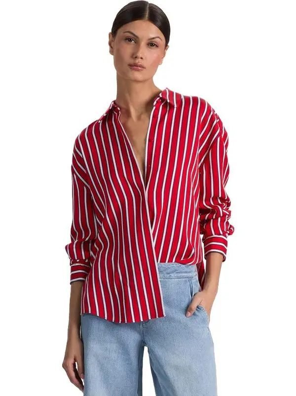 Alice + Olivia Dimitra Oversized Striped Button-down Shirt - Stripe