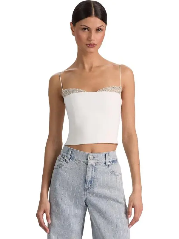 Alice + Olivia Hallie Embellished Top - White