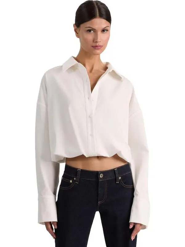 Alice + Olivia Tobie Cinched Button Down - White