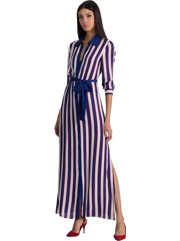 Alice + Olivia Chassidy Printed Maxi Shirt Dress - Stripe