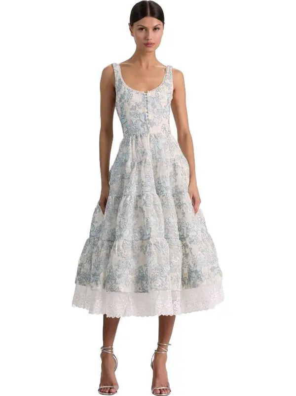 Alice + Olivia Charlotte Lace Midi Dress - Blue