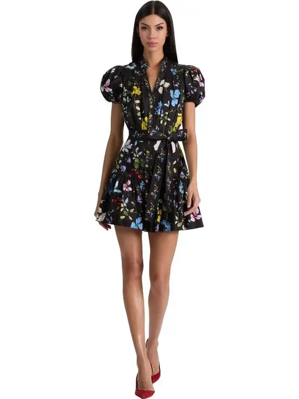 Alice + Olivia Cora Mini Shirt Dress - Black