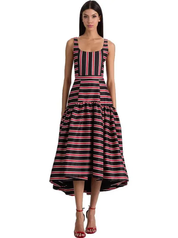 Alice + Olivia Diana Structured Midi Dress - Stripe