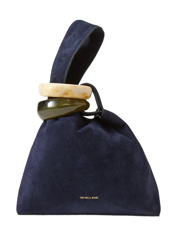Veronica Beard Suede Top Handle Bag - Navy