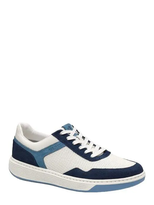 Johnston & Murphy Dawson Sneaker - White Full Grain/blue/navy