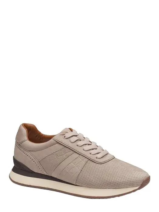 Johnston & Murphy Morgan Leather Sneakers - Beige Nubuck/croc Embossed
