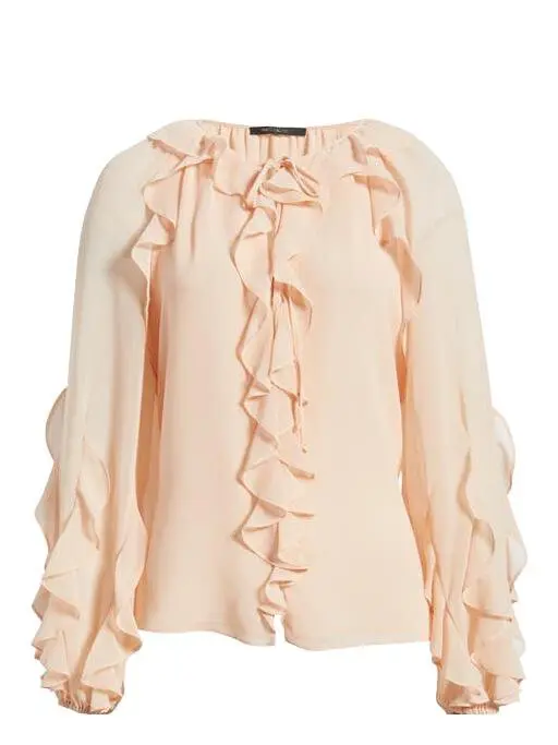 Kobi Halperin Kaytya Ruffle Tie-neck Top - Chai