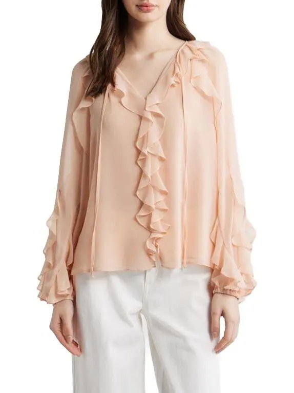 Kobi Halperin Kaytya Ruffle Tie-neck Top - Chai