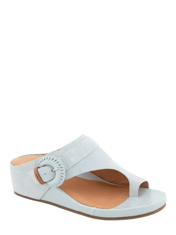 Gentle Souls Galina Toe Loop Wedge Sandal - Ballad Blue Suede